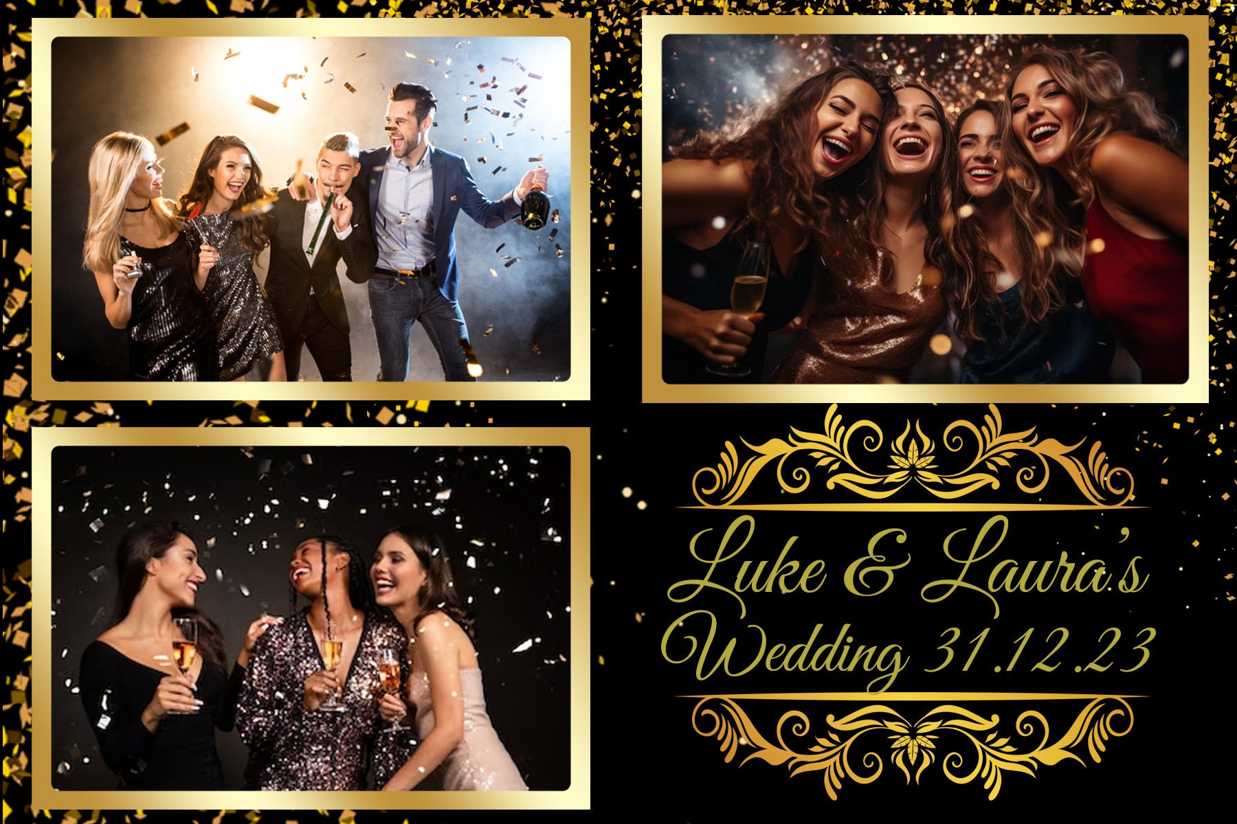 Photo Booth Template 4x6 Black/gold Themed - Etsy
