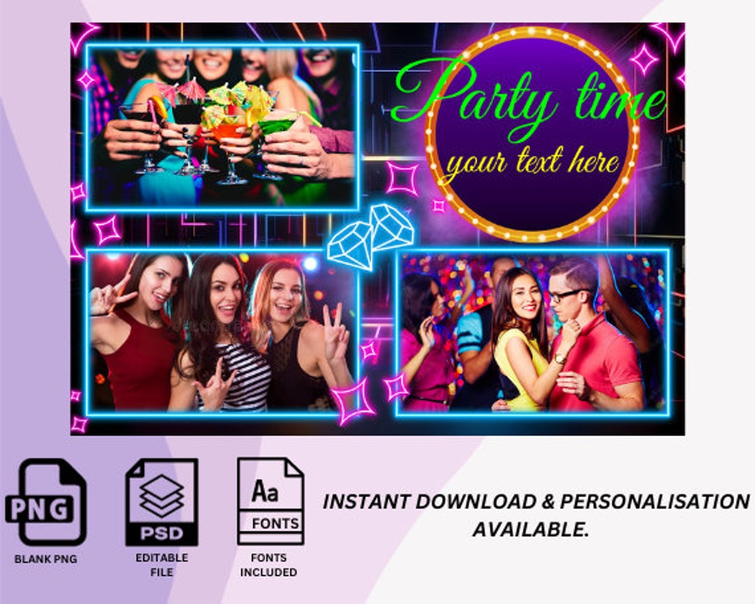 Neon Photo Booth Template 4x6 - Etsy