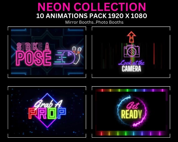 NEON COLLECTION 10 Animations, Photo Booth, Mirror Booth Animations - Etsy