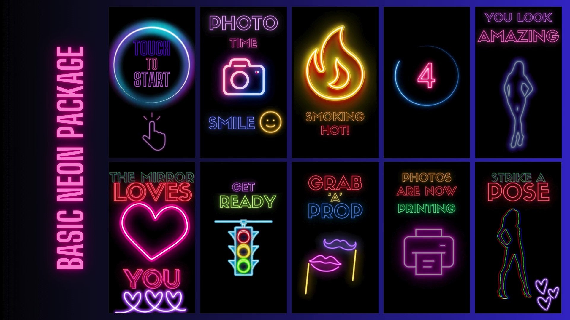 Mirror Booth Animations Neon Basic Package - Etsy