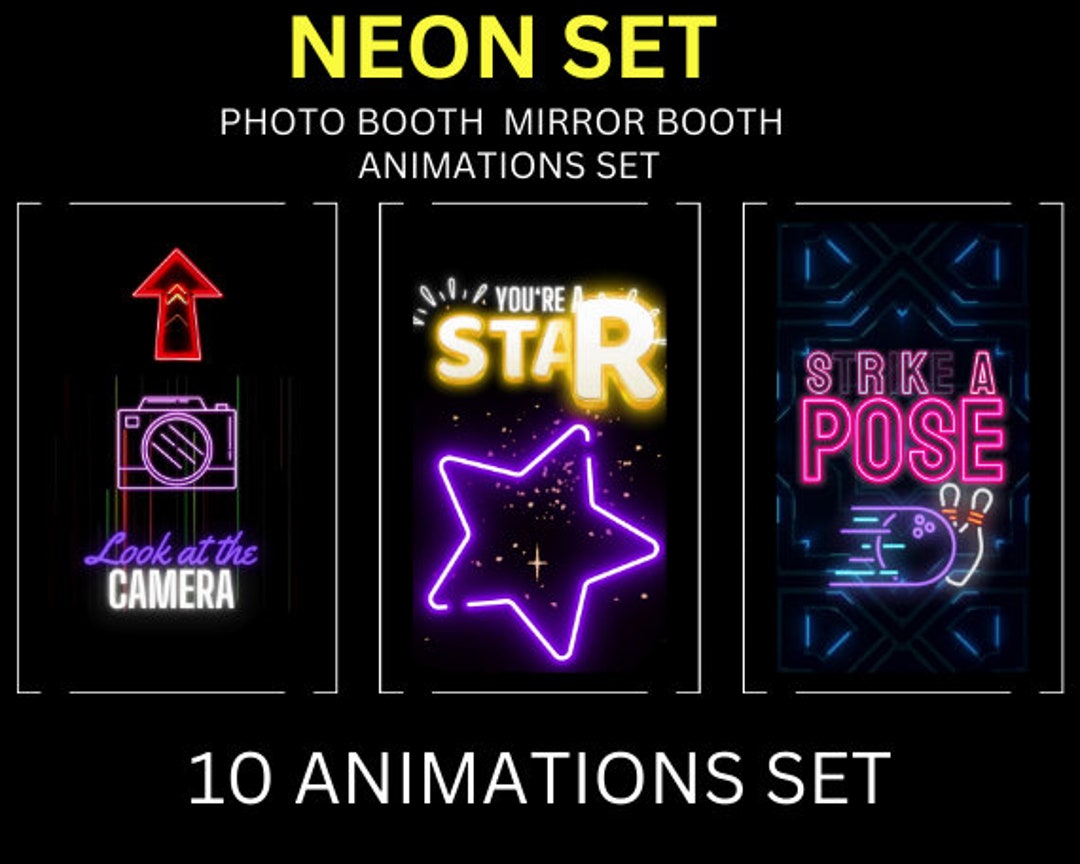 NEON COLLECTION 10 Animations, Photo Booth, Mirror Booth Animations - Etsy
