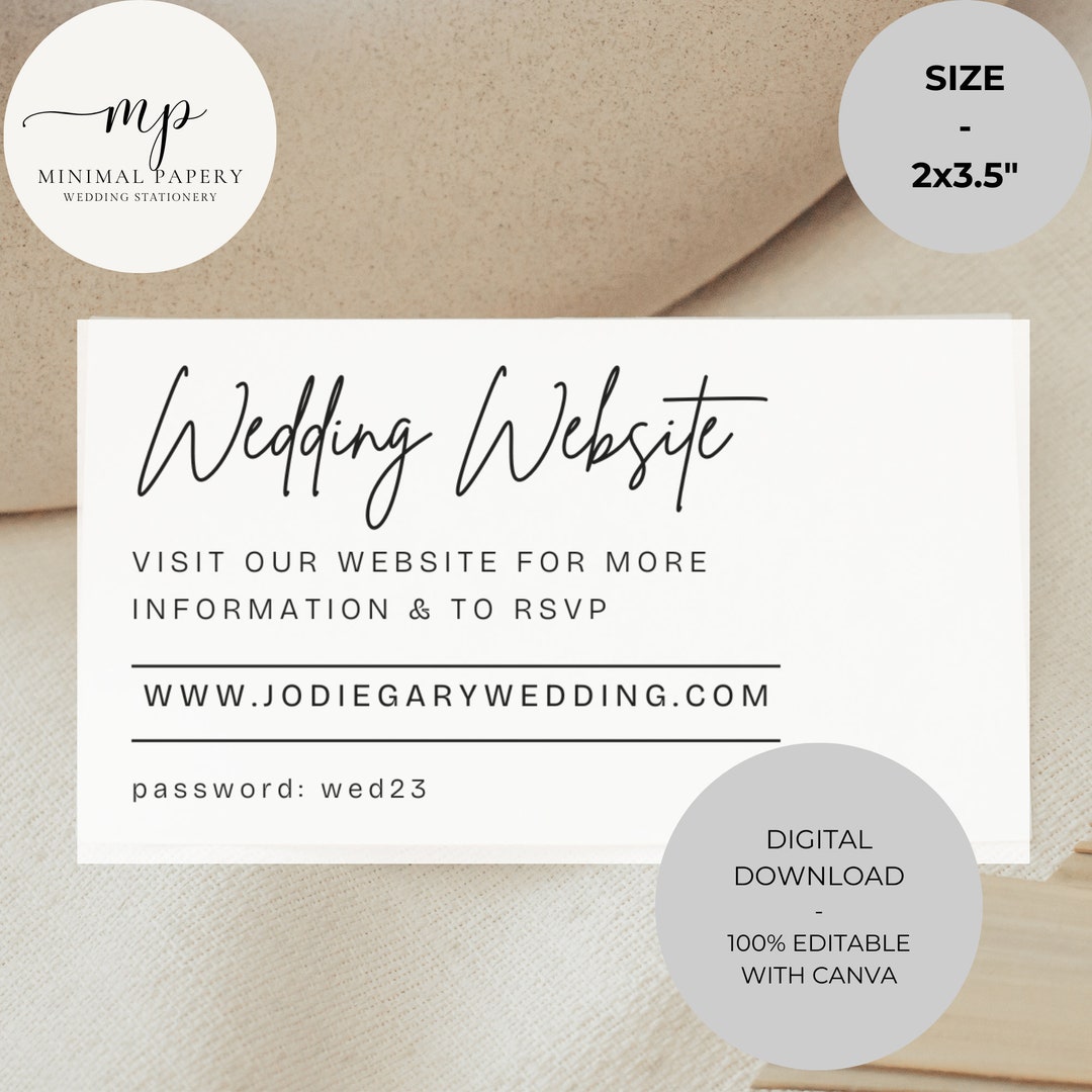 Modern Wedding Website Card, Digital Download, Editable Design, Canva ...