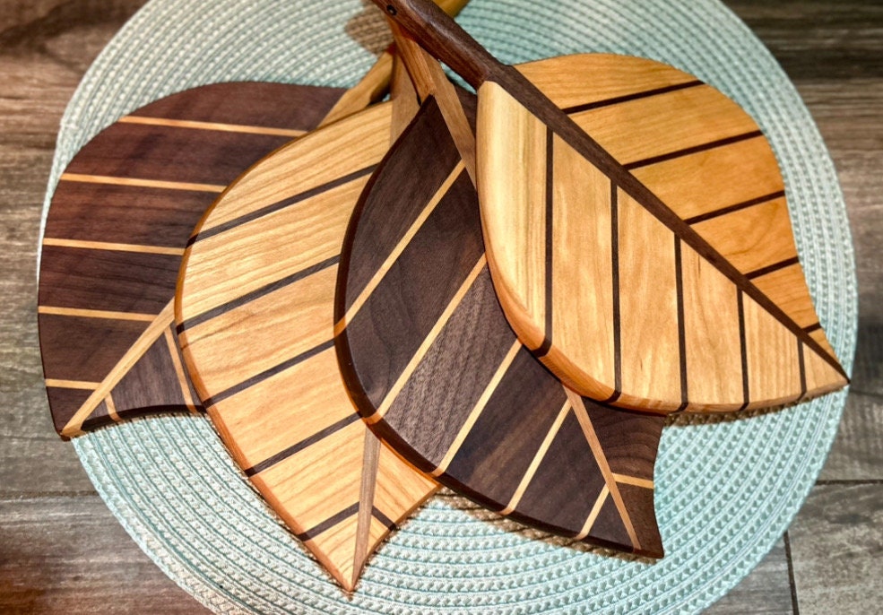 Black Walnut/maple Leaf Serving Boards - Set of 4 - Etsy
