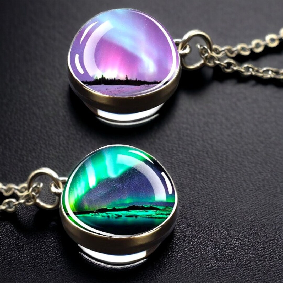 Northern Lights Necklace, Northern Lights Ball Resin Necklace, Resin ...