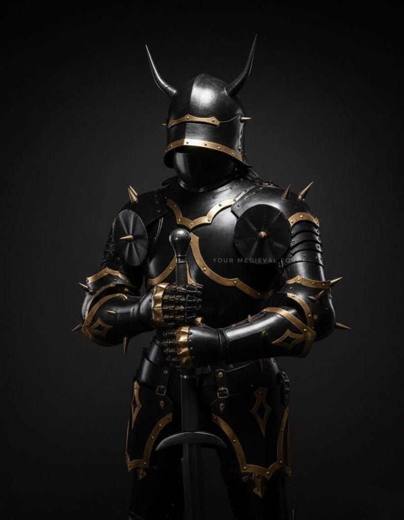 Black Horned Knight Armor Set | Gothic Medieval Full Suit - Etsy