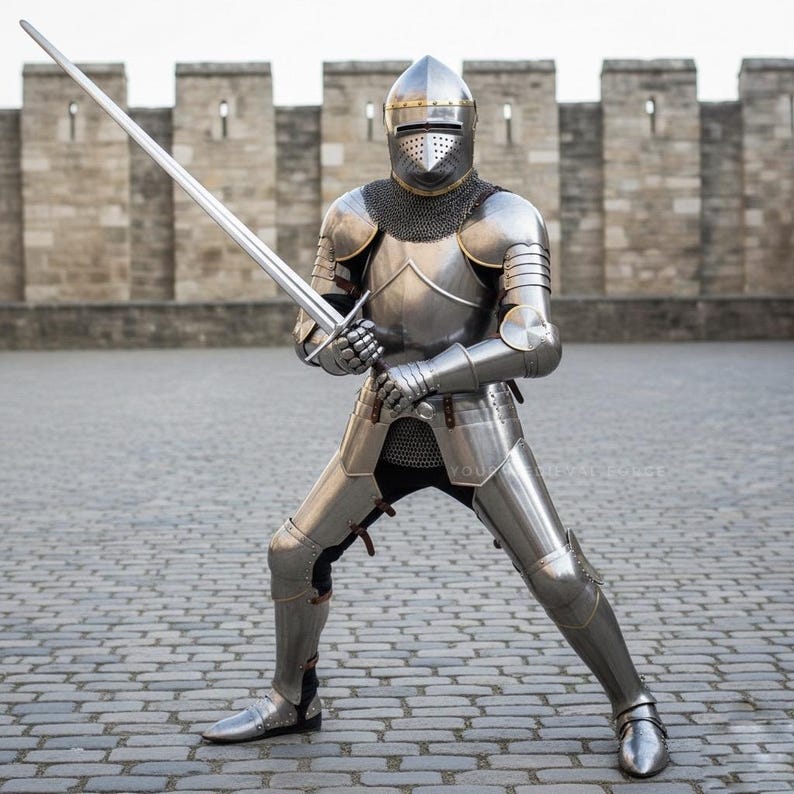 Full Steel Medieval Knight Armor Set | Wearable LARP Cosplay ...