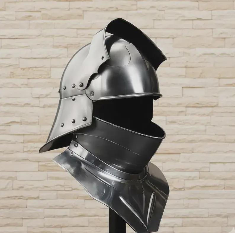 Handmade Steel Knight Sallet Helmet | Gothic Armor With Gorget - Etsy