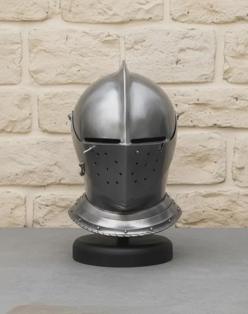 Medieval Gothic Knight Helmet | Wearable Steel Close Helmet Armor ...