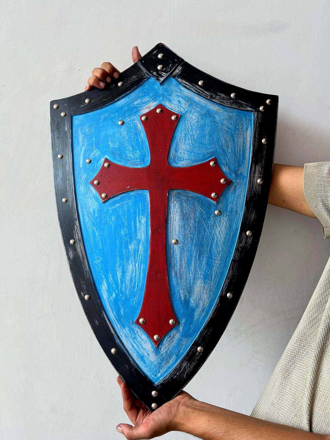 Red Cross Medieval Shield – Knight Decor – Cosplay Armor Prop – Viking ...