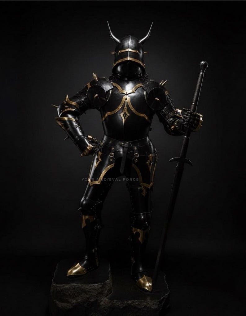 Black Horned Knight Armor Set | Gothic Medieval Full Suit - Etsy