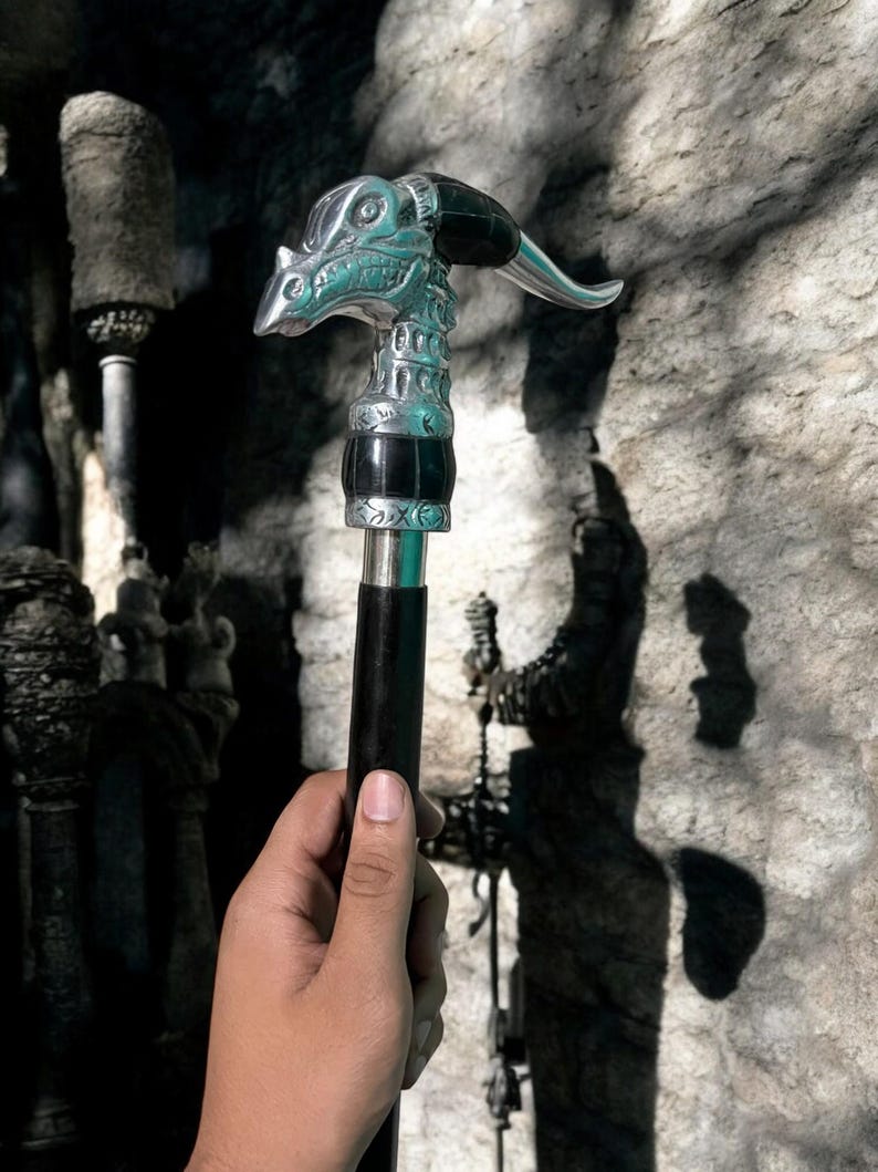 Dragon Handle Walking Cane: Handmade Wooden Walking Stick - Etsy