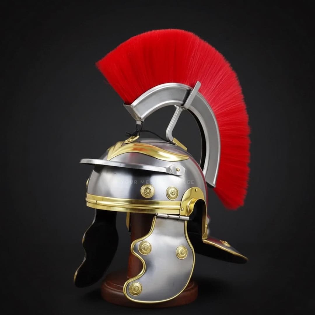 Handmade Steel Roman Centurion Helmet: Red Plume Galea, LARP Cosplay - Etsy