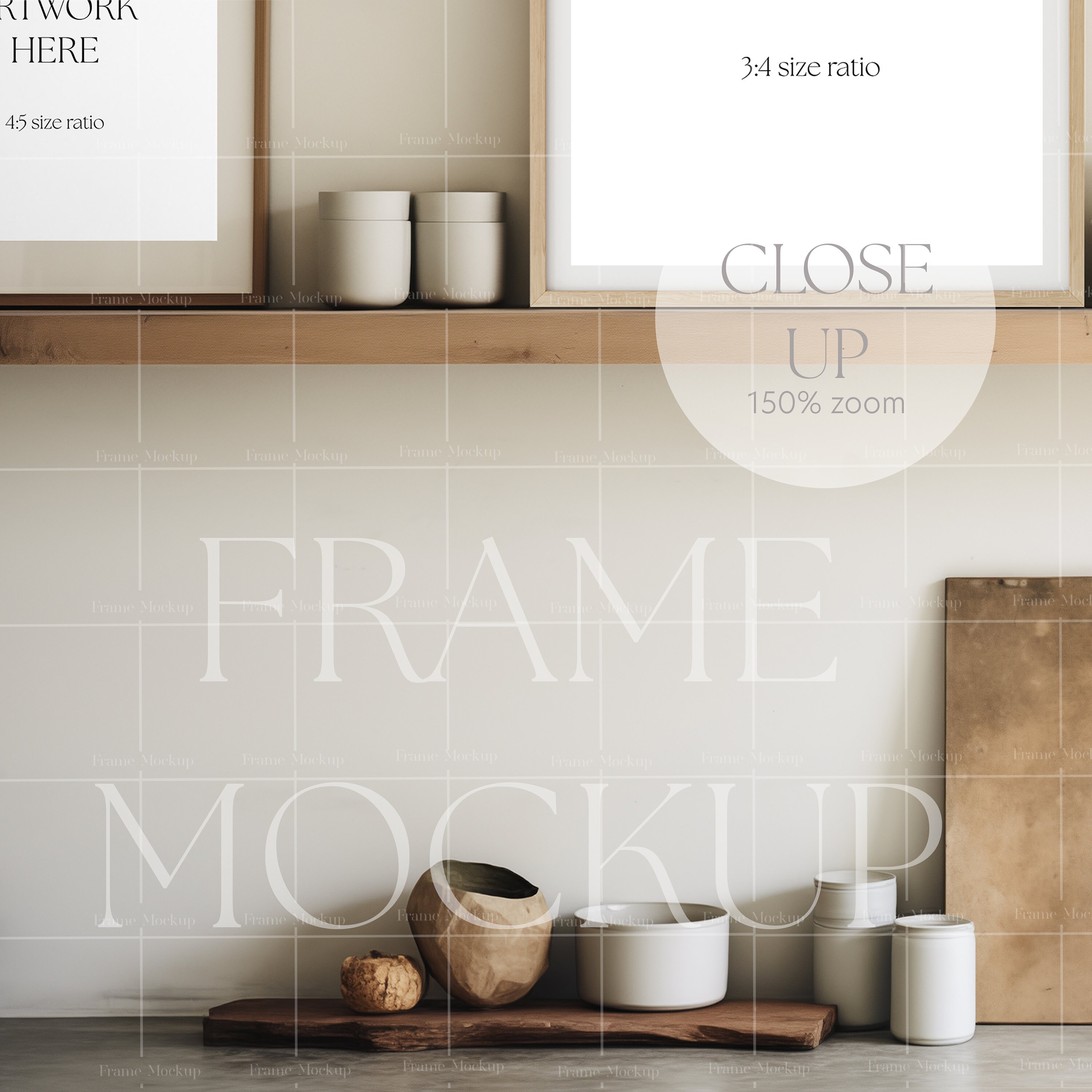 Kitchen Frame Mockup, Poster Mockup, Shelf Frame Mockup, Scandinavian ...