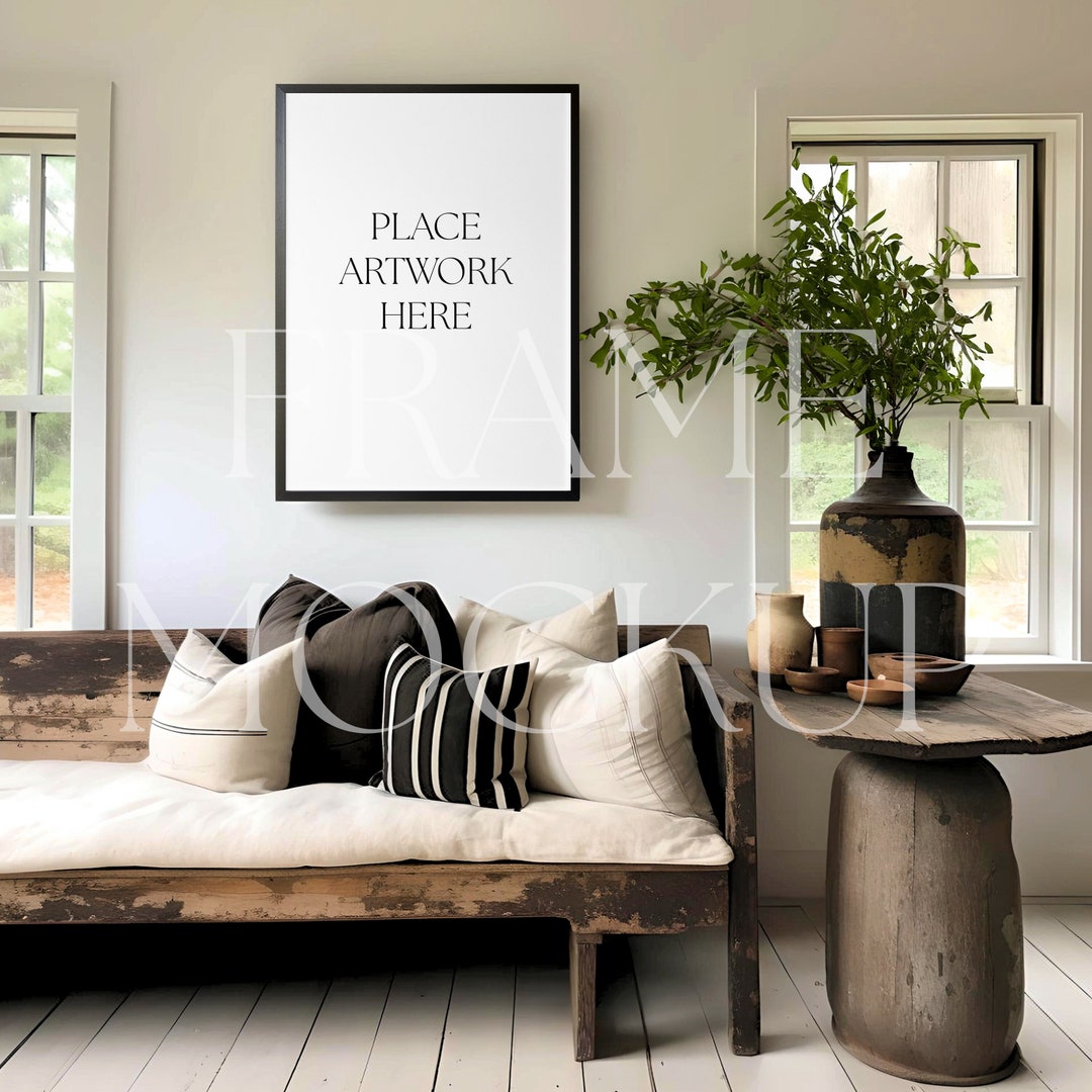 Home Interior Mockup, Living Room Mockup, Boho Living Room Frame Mockup, Boho Interior Mockup ...