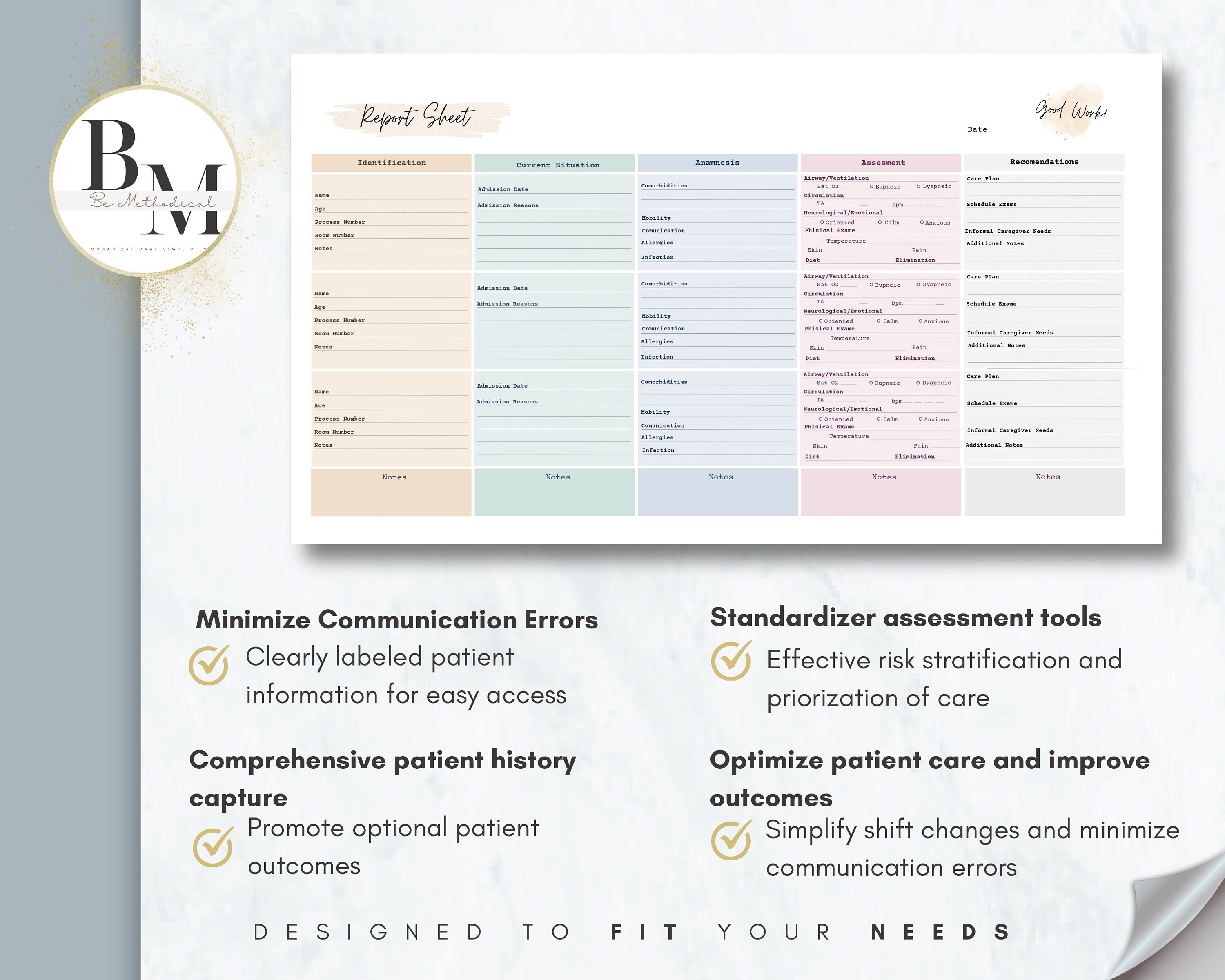 Nursing Shift Change Made Easy: Nursing Report Sheet, Beautiful Nursing ...