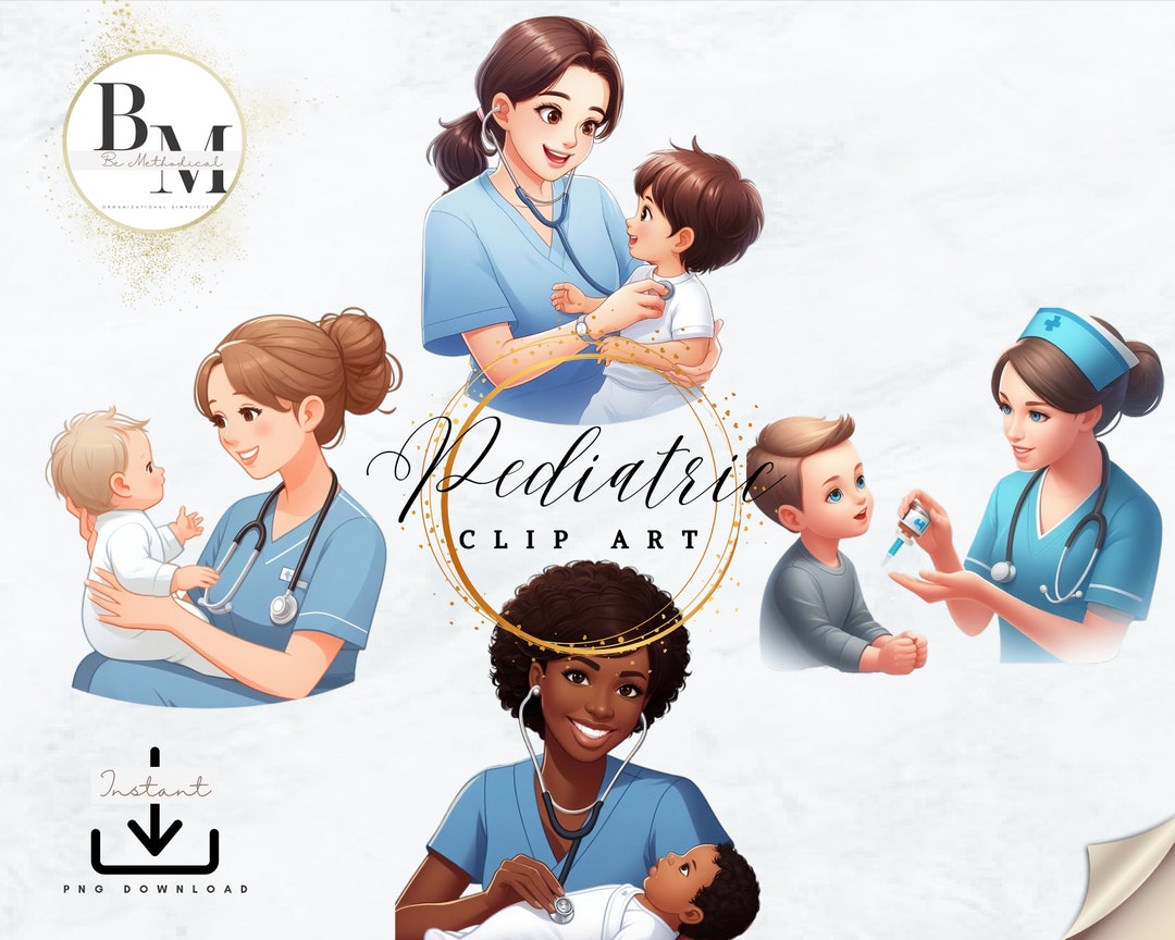 Pediatric Nurses and Doctors Clipart Collection: Nursing Clipart Bundle ...