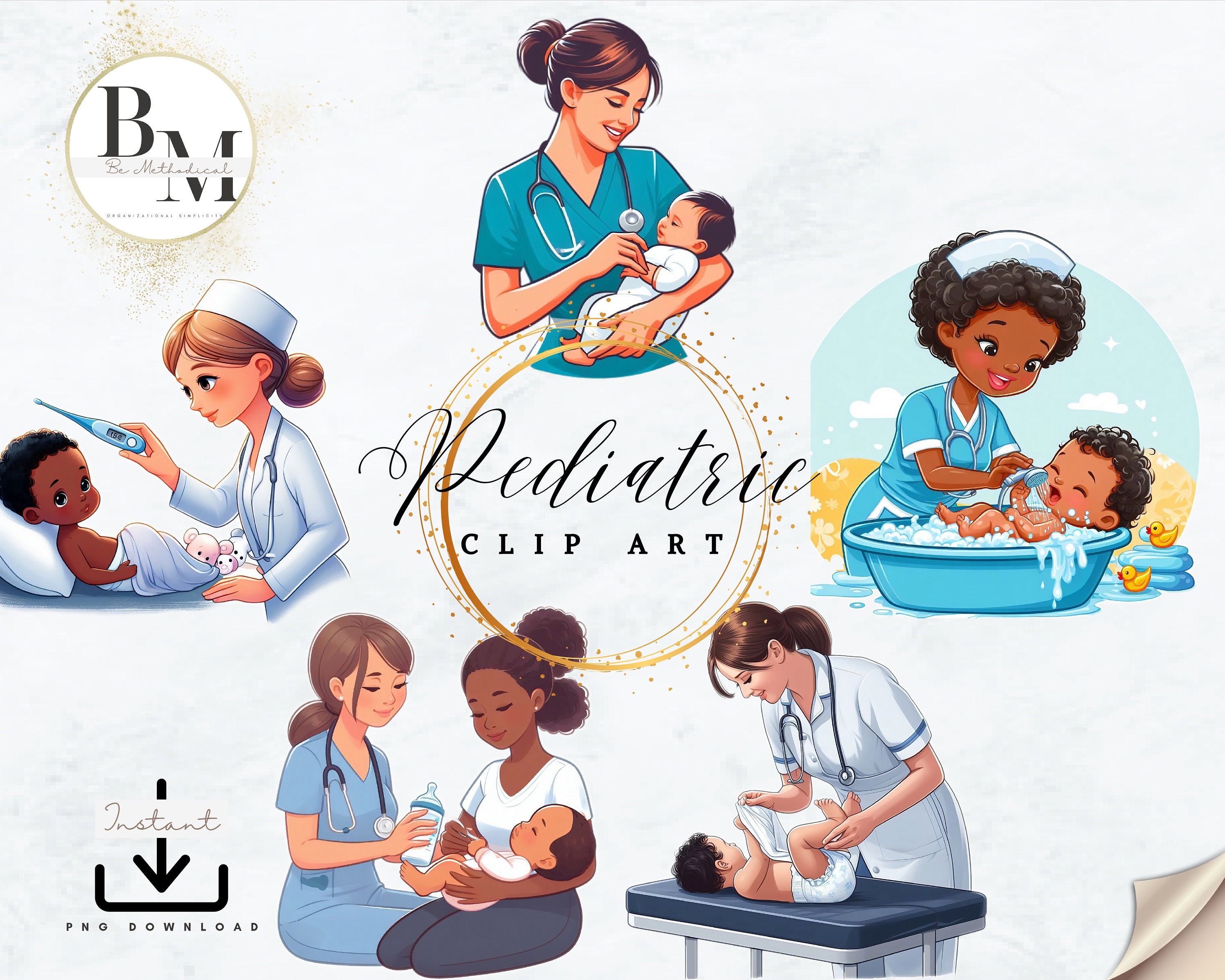 Pediatric Nurses and Doctors Clipart Collection: Nursing Clipart Bundle ...