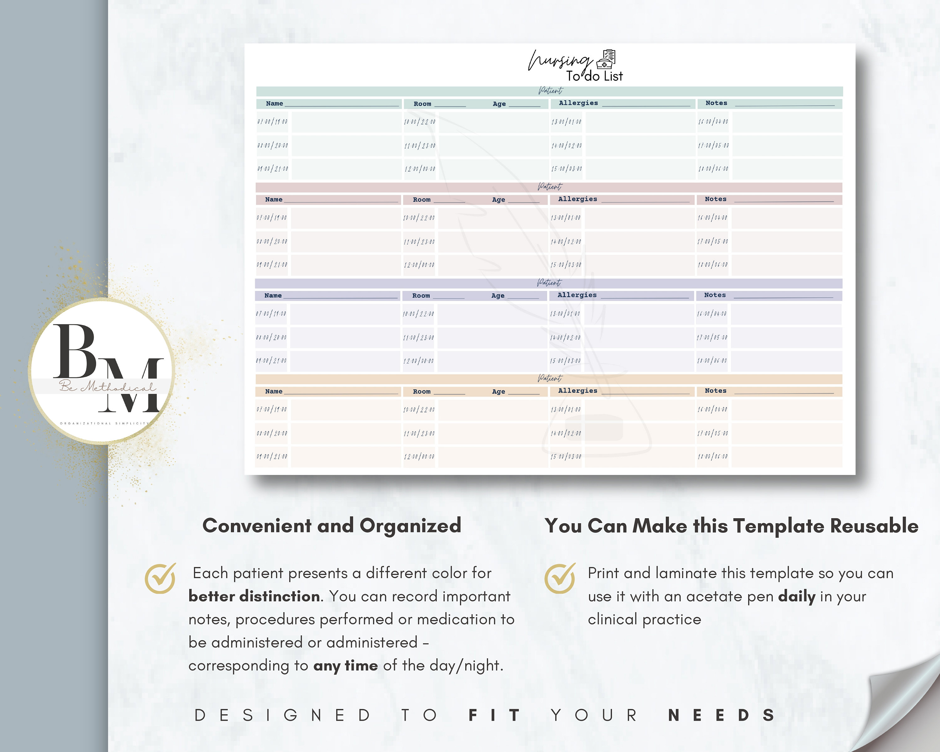 Nursing to Do List, to Do List Printable, Nurse Tracker Template, Vital ...