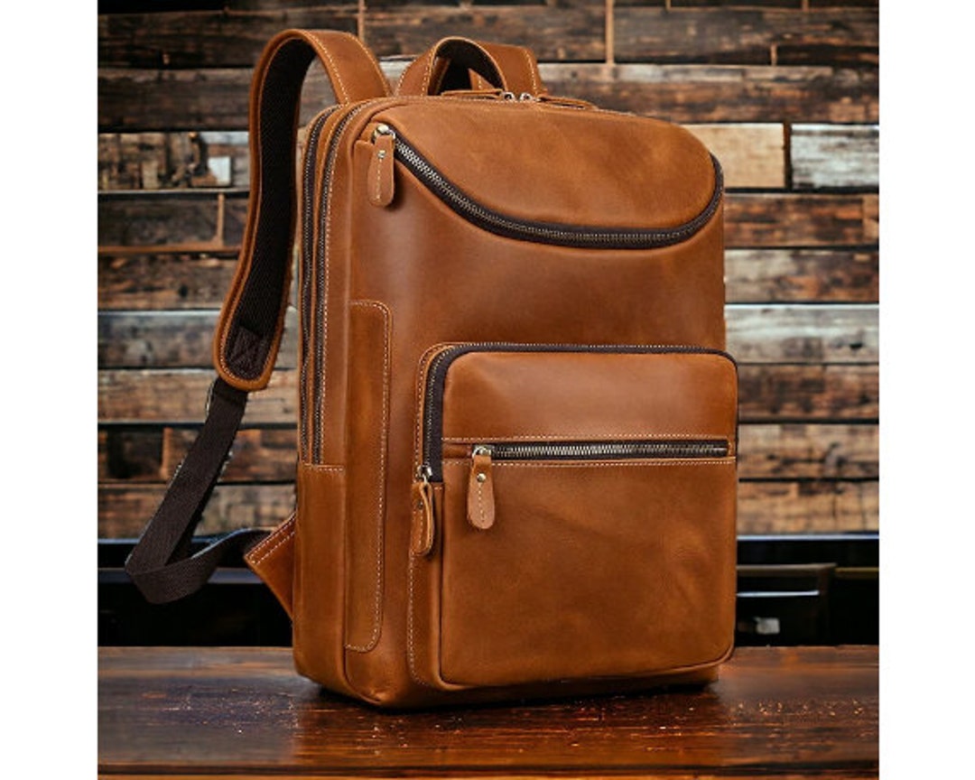 Personalized Men Leather Backpack, Vintage Leather Backpack, Rucksack ...