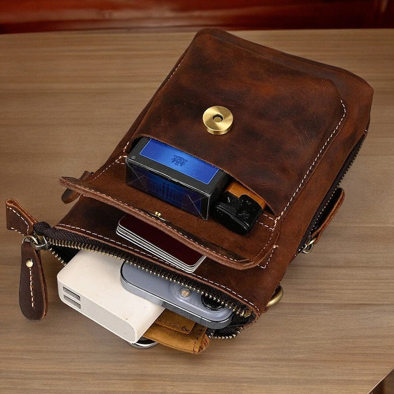 Mens Leather Crossbody Phone Bags Small Shoulder Bags Mens Waist Bag ...