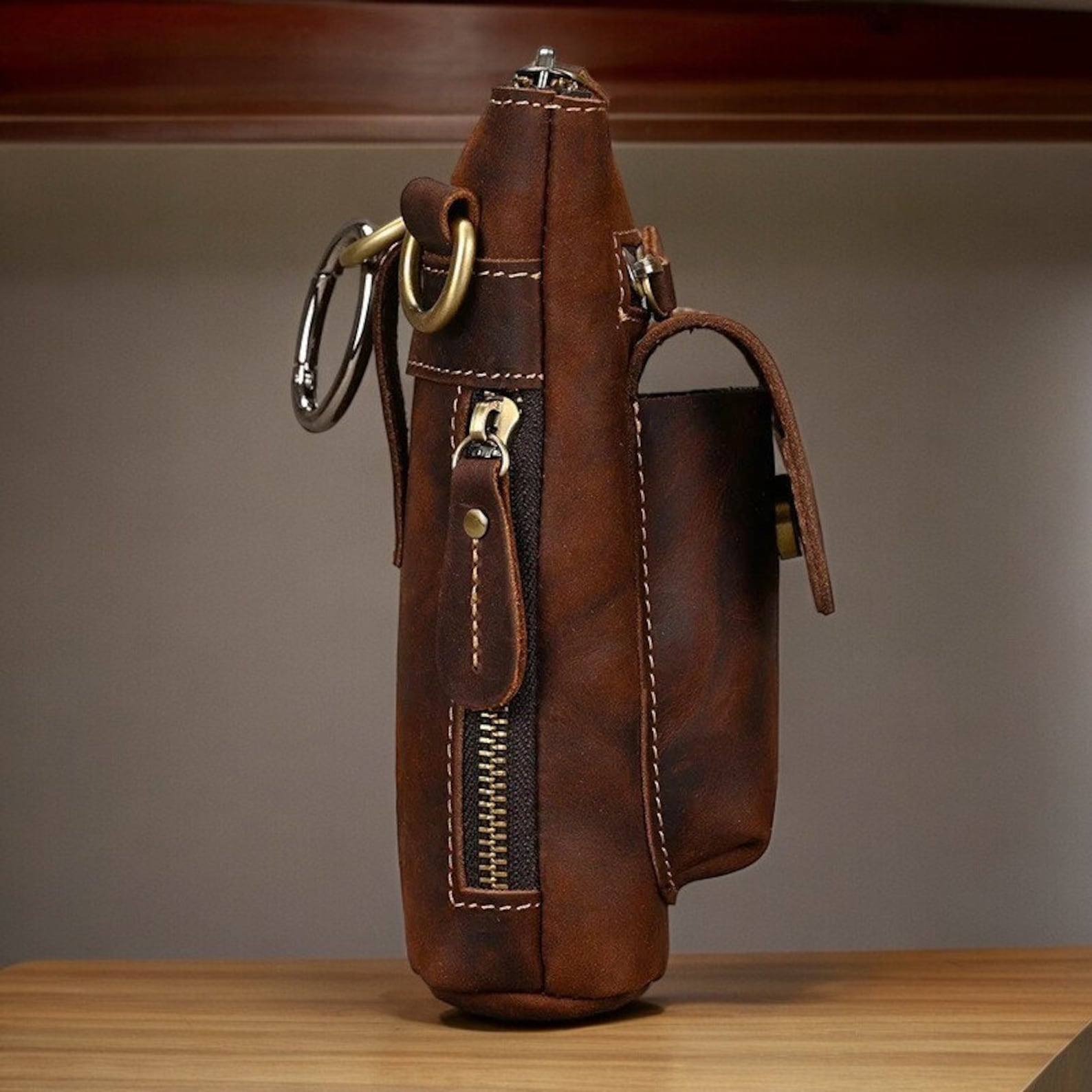 Mens Leather Crossbody Phone Bags Small Shoulder Bags Mens Waist Bag ...