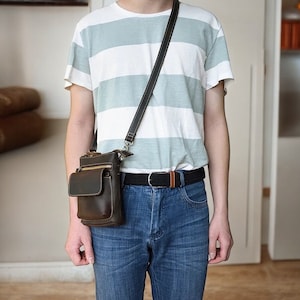Mens Leather Crossbody Phone Bags Small Shoulder Bags Mens Waist Bag ...