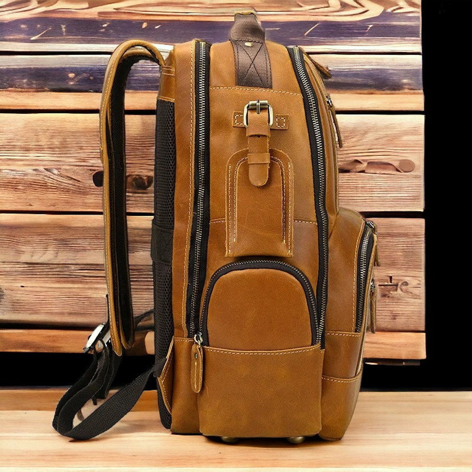 Full Grain Leather Backpack for Men - Laptop Bag, Travel Rucksack ...