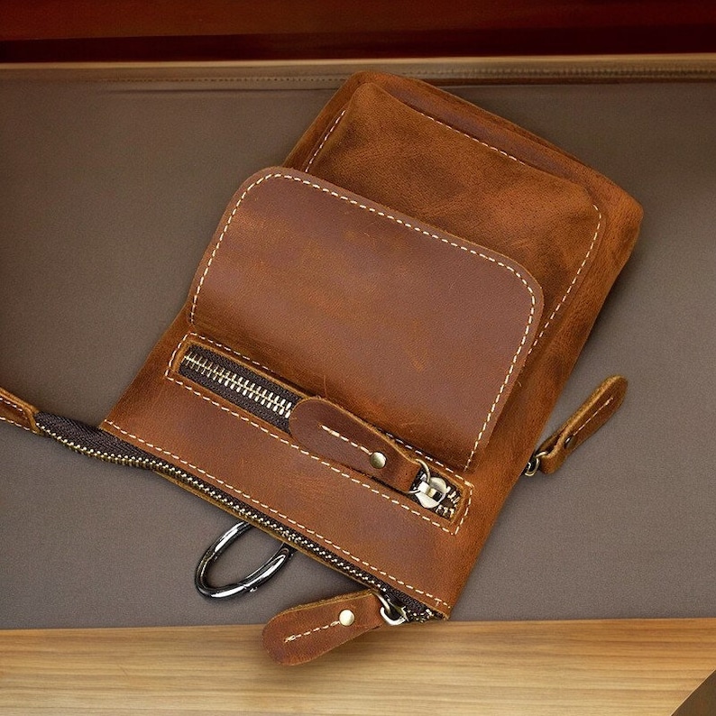 Mens Leather Crossbody Phone Bags Small Shoulder Bags Mens Waist Bag ...