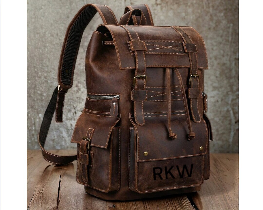 Vintage Leather Backpack, Rucksack, Personalized Men Leather Backpack ...