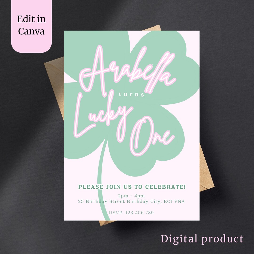 Personalised First Birthday Invitation – "lucky One" Clover Theme ...