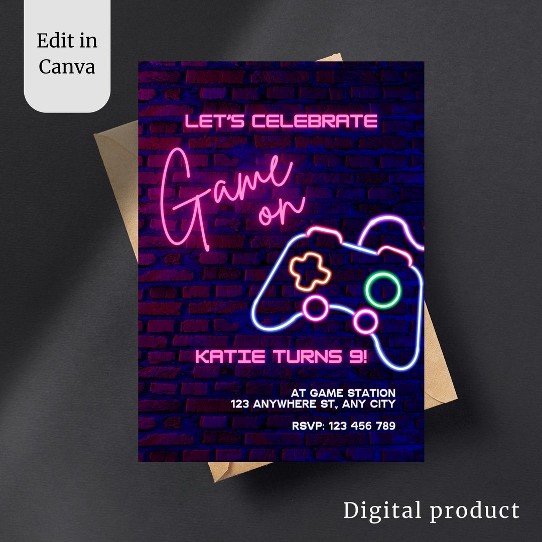 Video Game Party Invitation, Gaming Invite, Editable Level up Birthday ...