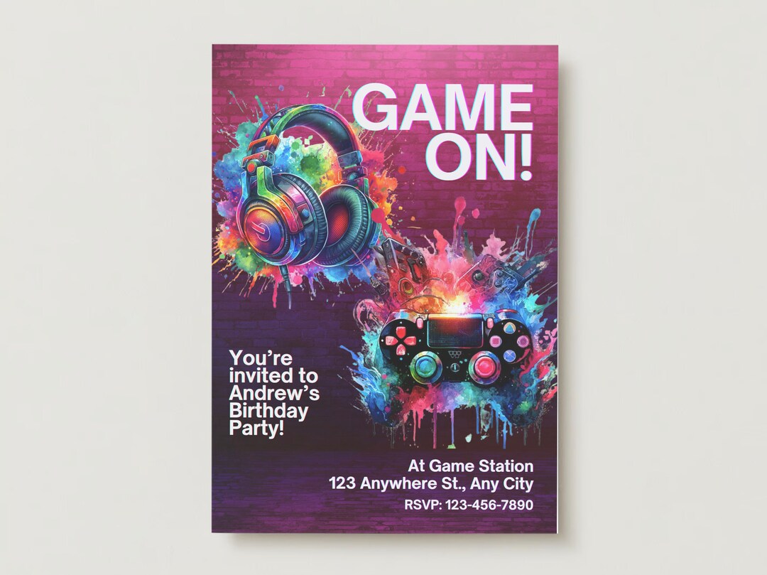 Video Game Party Invitation, Gaming Invite, Editable Level up Birthday ...