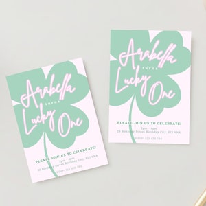 Personalised First Birthday Invitation – "lucky One" Clover Theme ...