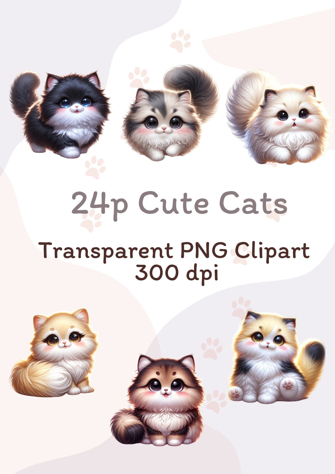 24p Cute Cat Clipart PNG Bundle Cute Kitty Cute Kitty - Etsy