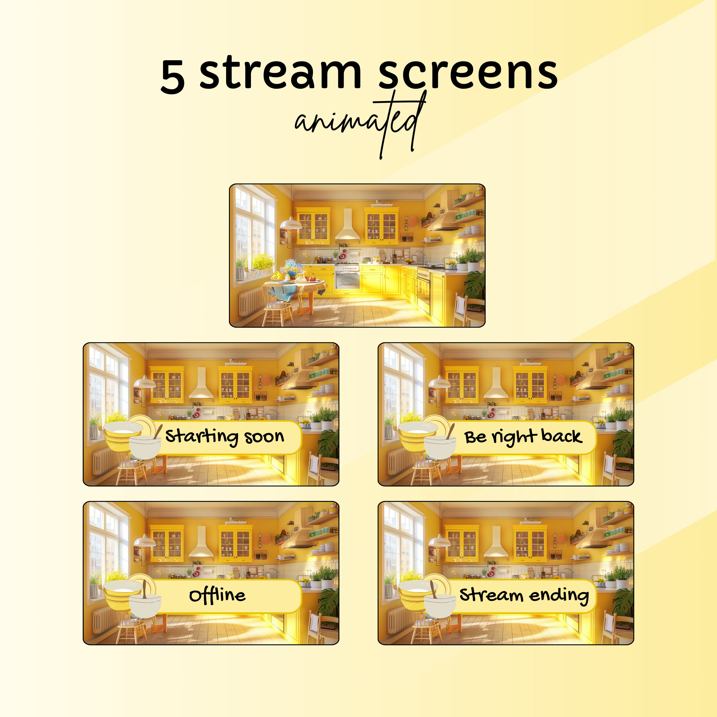Stream Overlay Package, Cozy Yellow Anime Stream Background, Stream ...