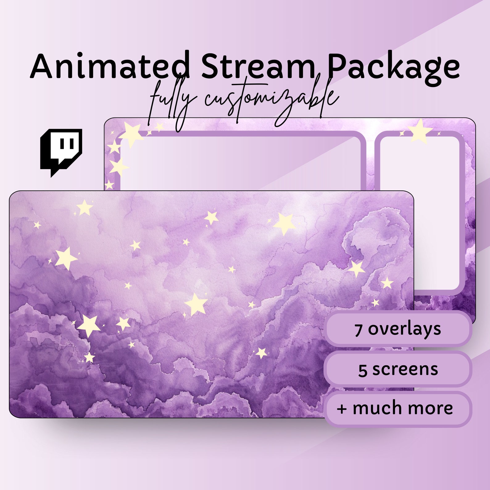 Stream Overlay Package, Cozy Purple Anime Stream Background, Stream ...