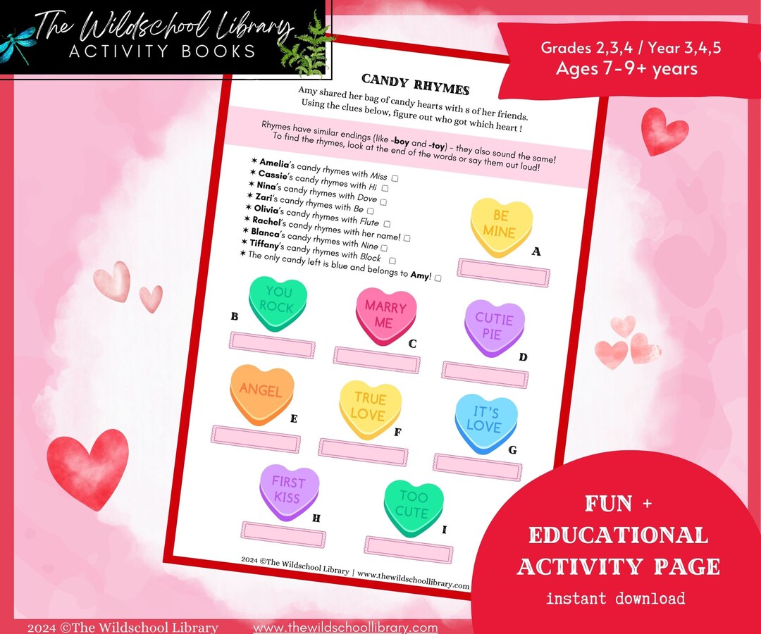Valentines Day Rhyme Activity Page | for 6 - 9+ Years | Logic Puzzles ...