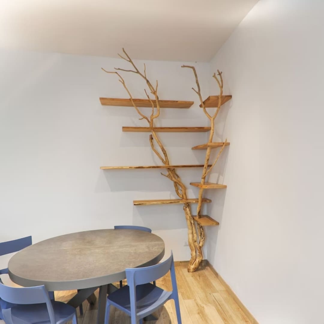 Tree Branches Floating Wood Book Shelves Live Edge Corner - Etsy