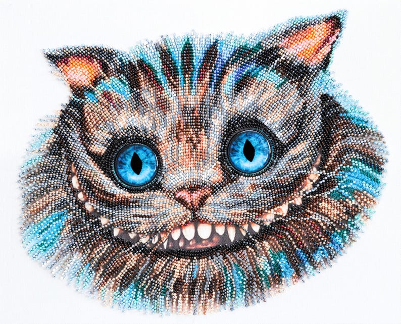Bead Embroidery Kit Cheshire Cat DIY Beading Kit for Adults Beaded ...
