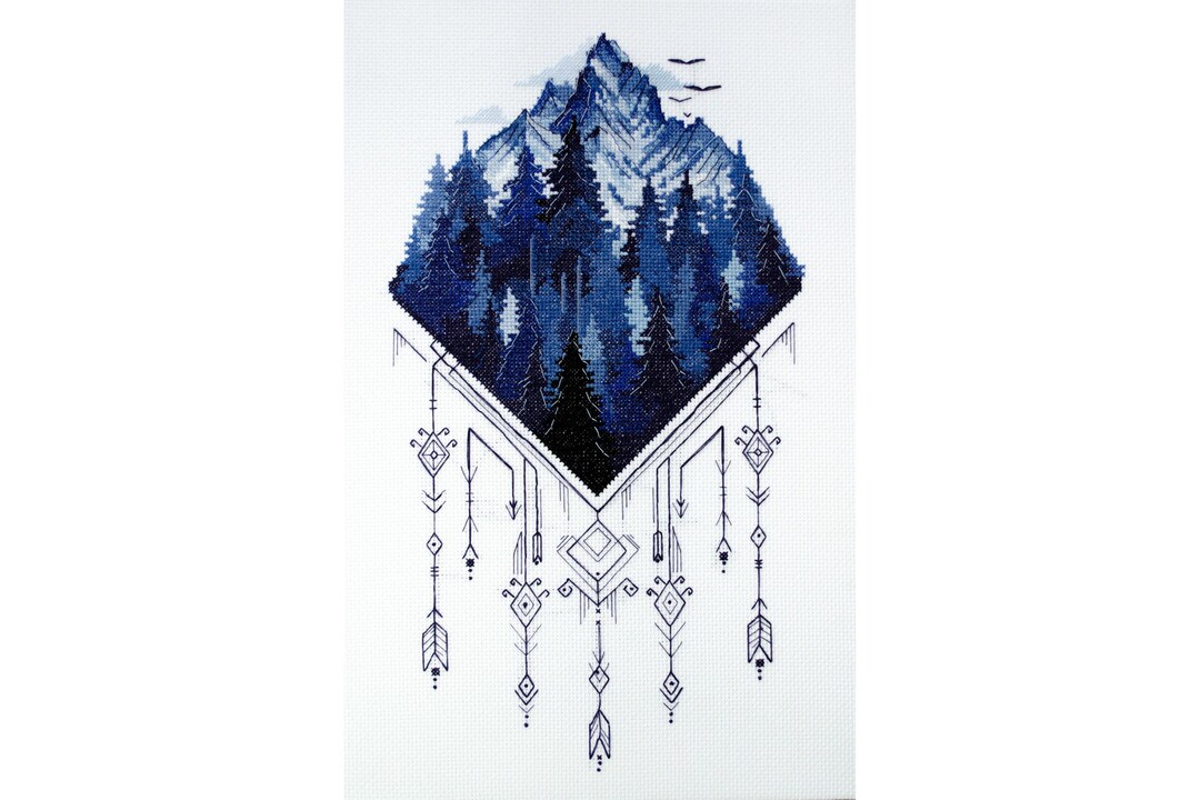 Mountain Landscape Cross Stitch Kit, Counted Embroidery Set for ...