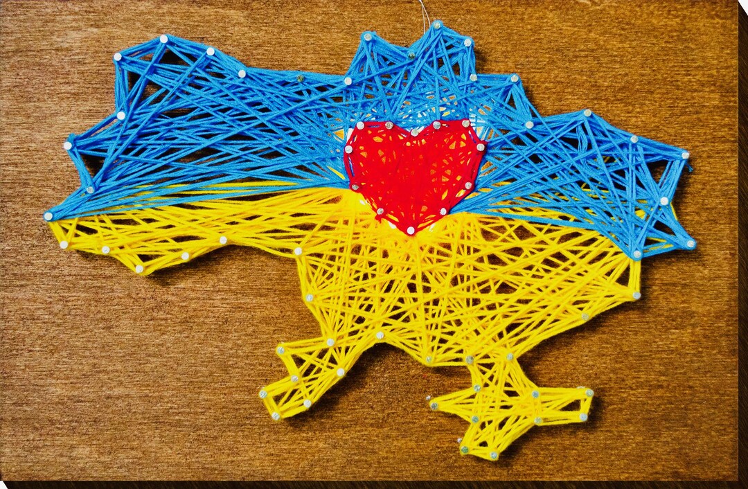 Ukraine String Art Kit – DIY Craft for Adults, Handmade Patriotic Wall ...