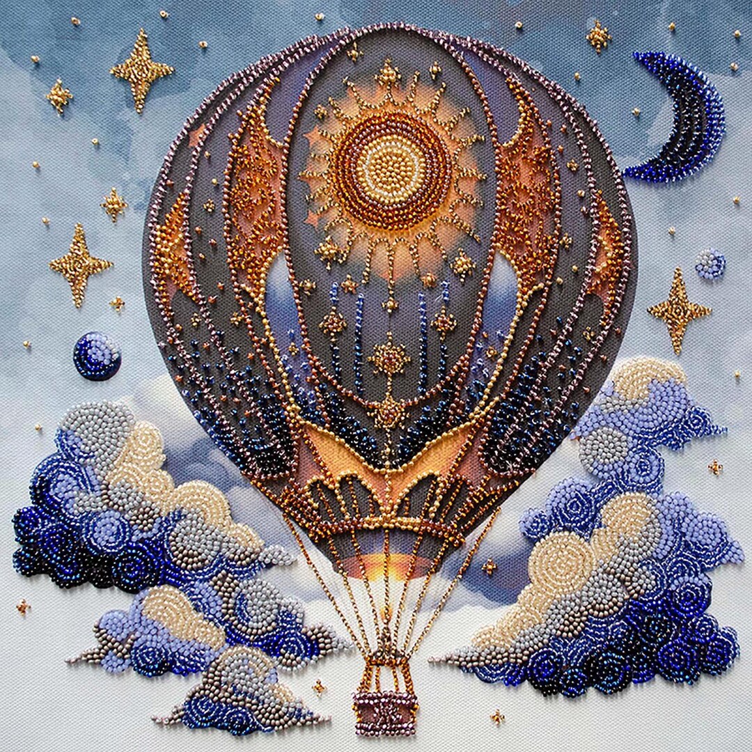 Bead Embroidery Kit Hot Air Balloon DIY Beading Kit for Adults, Beaded ...