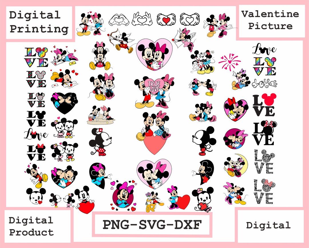 Mickey y Minnie Día de San Valentín Png Svg, Día de San Valentín SVG ...