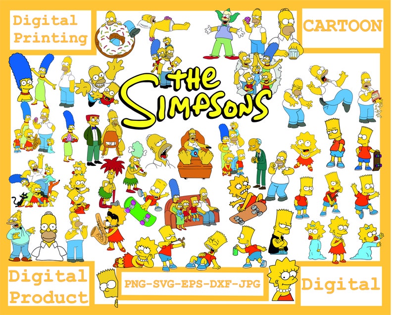 Simpsons Png Svg Clip Art Bundle,simpsons Svg Cut Files for Cricut ...