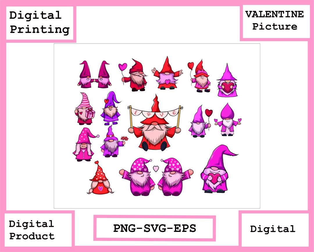 Valentine's Day Gnomies Bundle Png Svg Sublimation Design, Gnomes ...