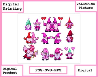 Valentine's Day Gnomies Png Sublimation Design, Gnomes Sublimation ...