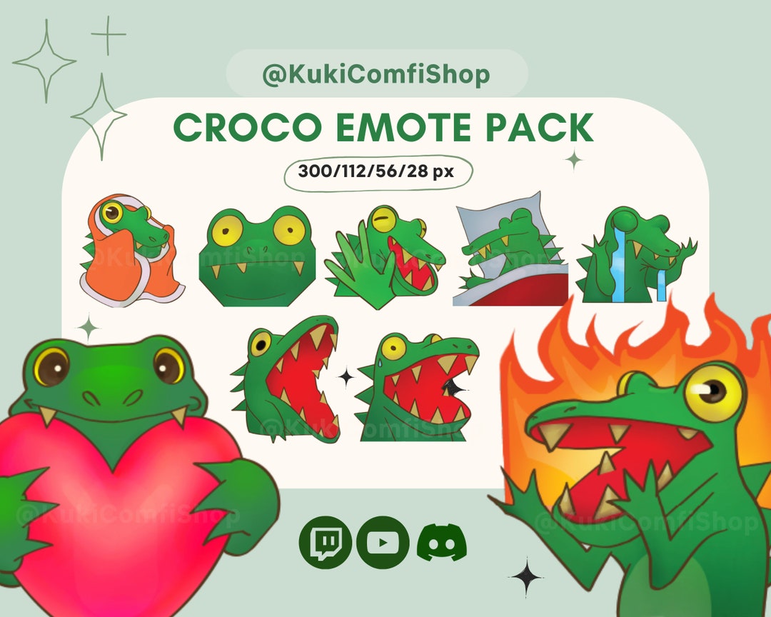 9x Crocodile Twitch Emotes / Twitch / Discord / Youtube / Streaming ...