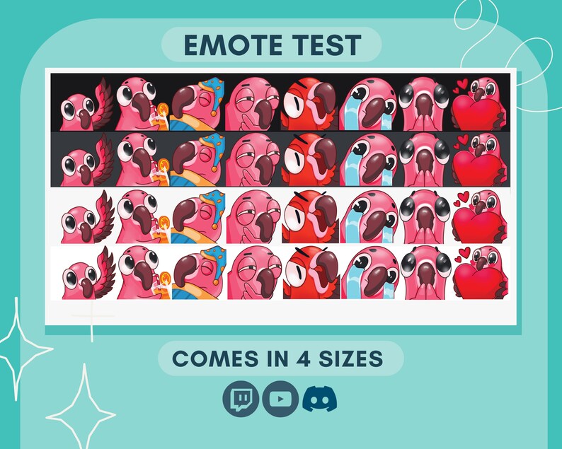 8x PINK FLAMINGO Emotes Pack for Twitch / Youtube / Discord / Cute ...