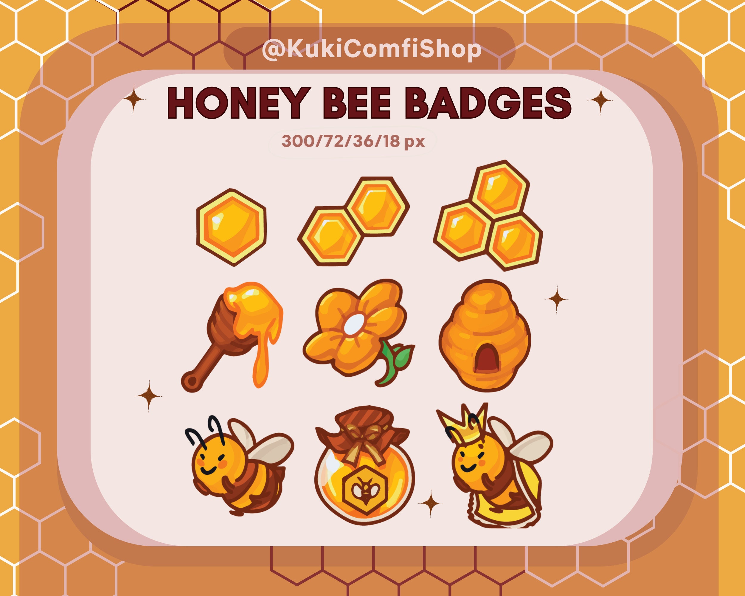 9x Honey Bee Sub Badges for Twitch / Discord / Bit Badges / Cute Gold ...