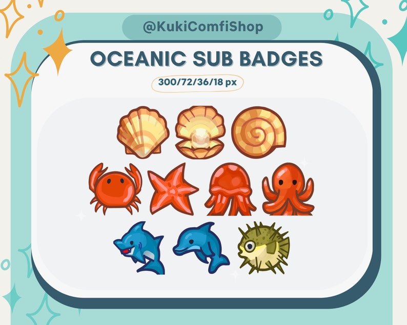 Ocean Sea Creature Badges (10 Pack) for Twitch, Youtube, Discord ...
